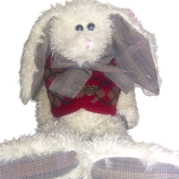 Boyds Bears | Toys | Vtg Boyds Big Feet White Bunny With Plaid Bow J ...